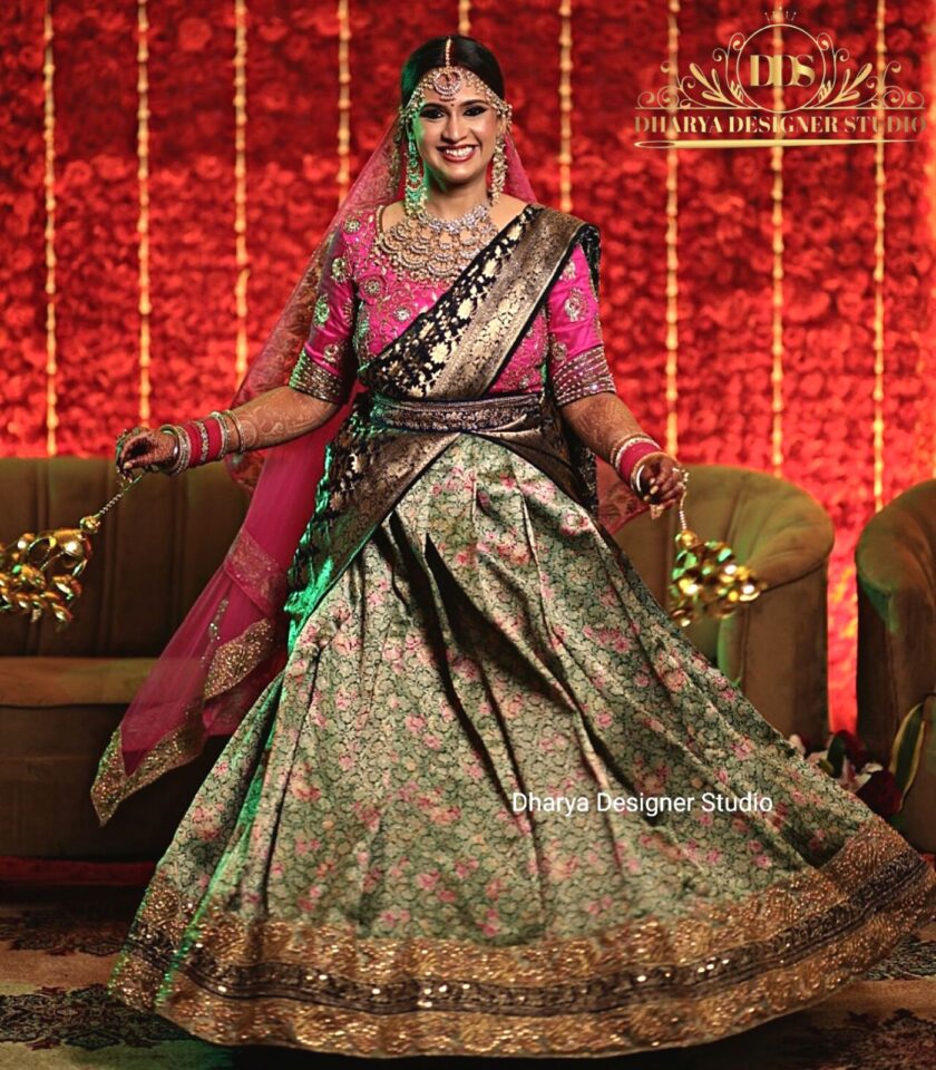 Buy Designer Wedding Half Saree Online | Dharya Designer Studio
